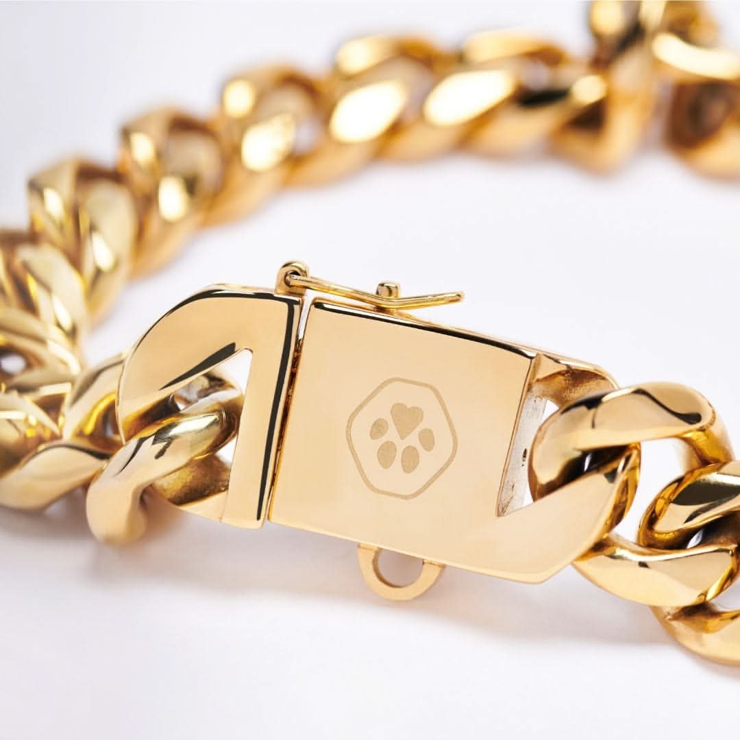 Cuban Link Gold Chain Dog Collar | Heavy Duty Dog Chains – SPARK PAWS
