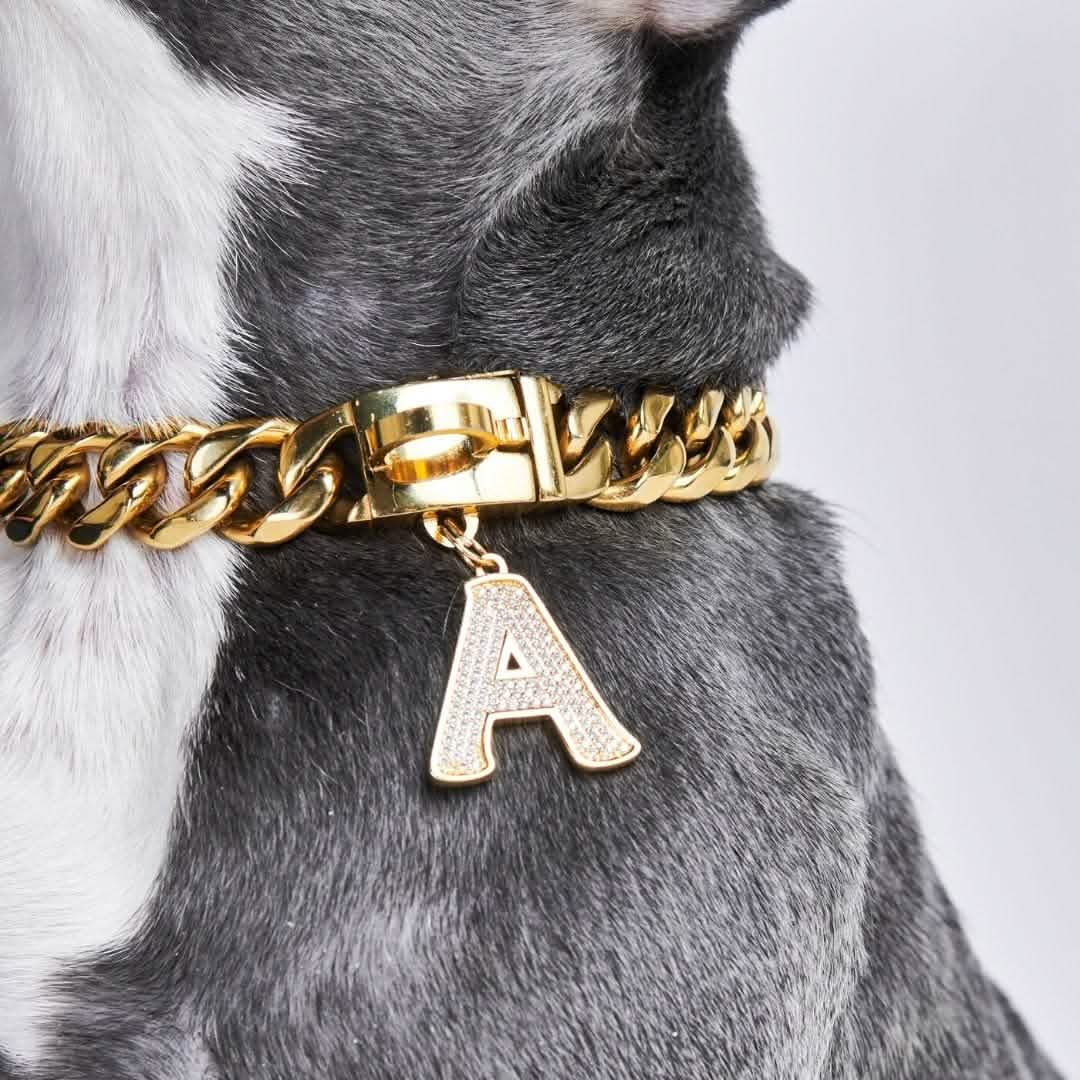 Gold Initial Letter Jewelry Tag for Dogs - A – SPARK PAWS