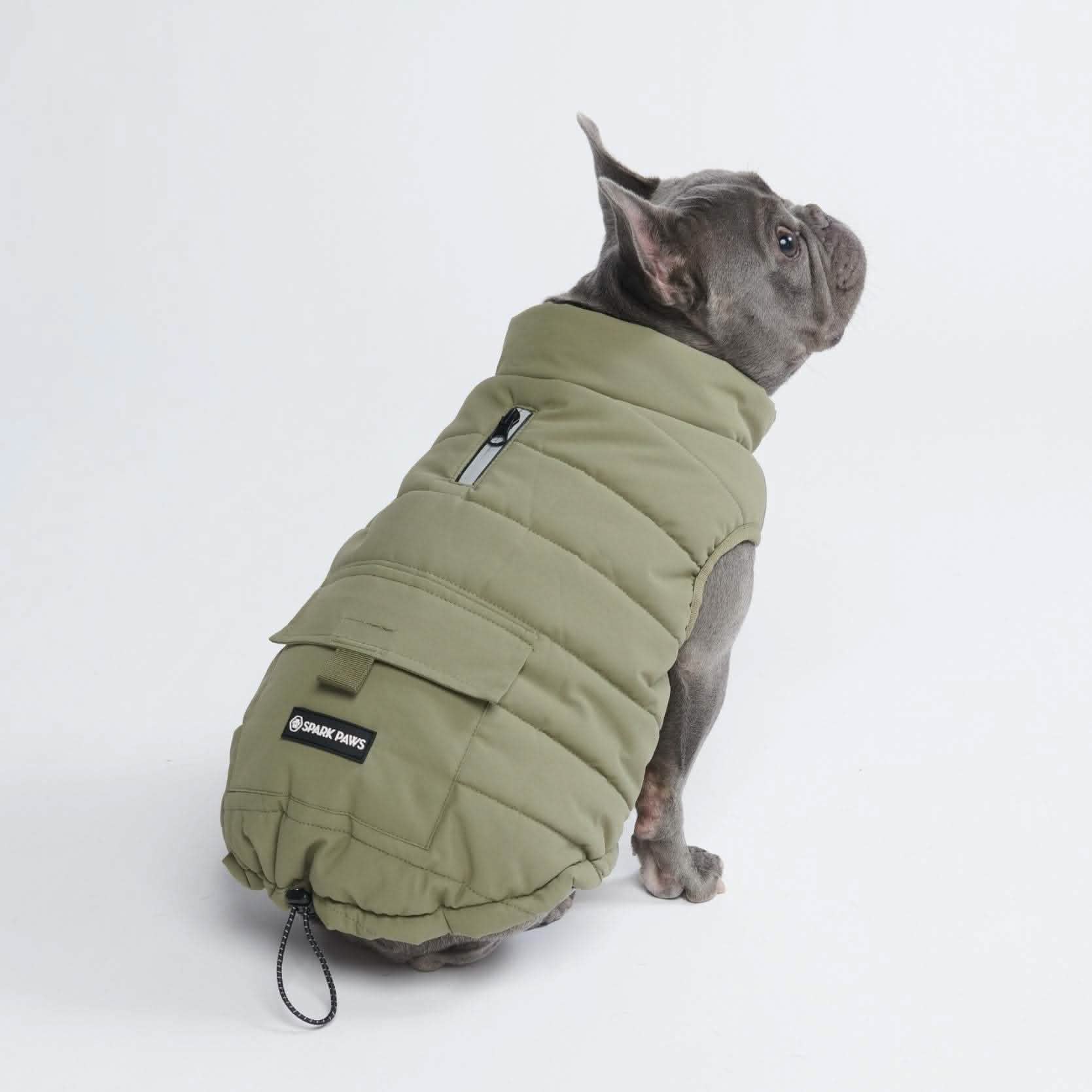 WarmShield Water-Resistant Jacket - Olive – SPARK PAWS